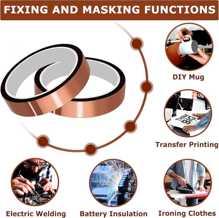 5 Rolls Heat Resistant Tape High Temp Tape Thermal Tape For Heat ...