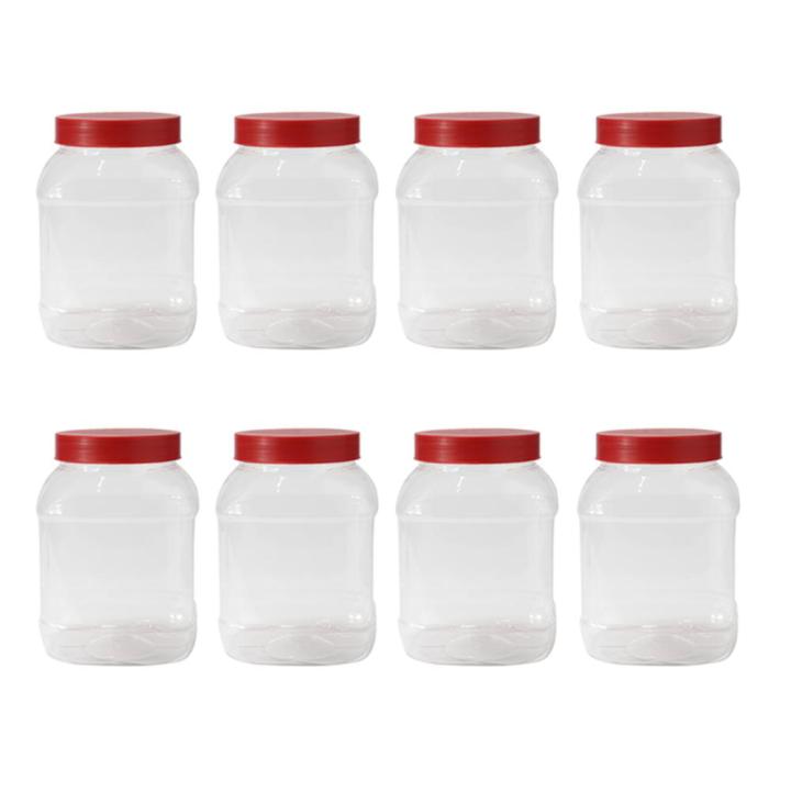 Red Set Of 8 Transparent 6" Plastic Spice Jar | Daraz.com.np