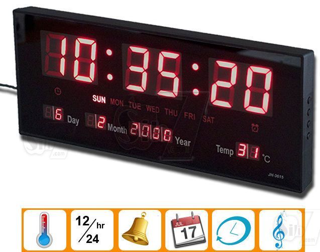 LED Digital Calendar JH3615 Digital LED Wall Clock, Length 36 cm with ...