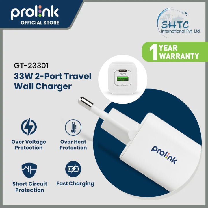 Prolink 33W 2-Port GaN PD3.0 Power Delivery & QC3.0 Fast Charger (EU 2 ...