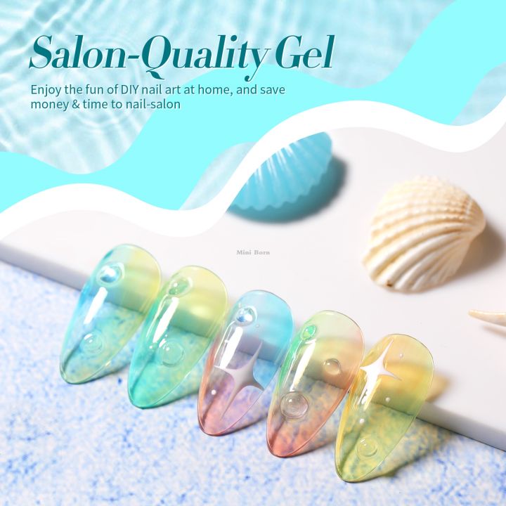 Mini Born BORN PRETTY 7ml Sea Glass Jelly Gel Nail Polish Set 6 Bottles ...