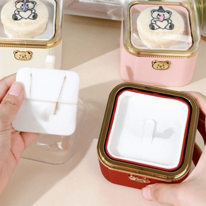Packaging Box Cartoon Bear Flip Ring Box Romantic Automatic Rotating ...