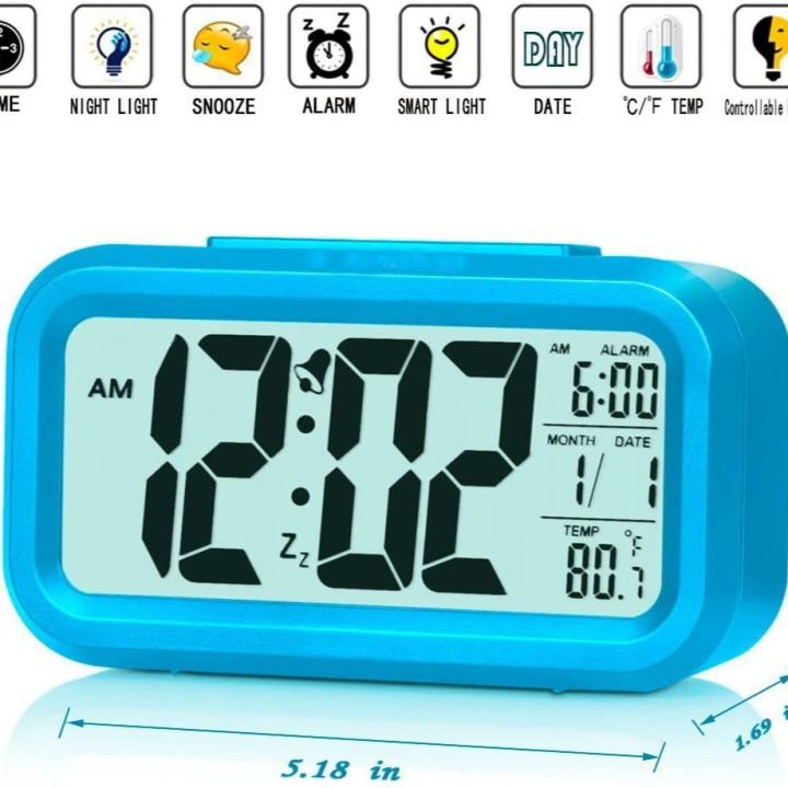 Digital Table Clock With Time ,Date ,Light, Alarm & Temperature ...