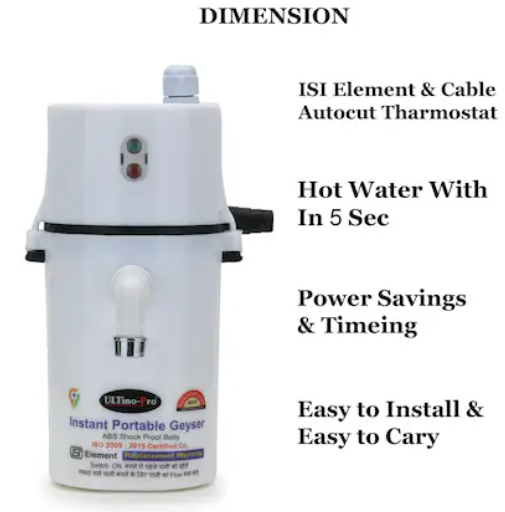 Portable Instant Geyser Electric Water Heater with Shock Proof | Daraz ...