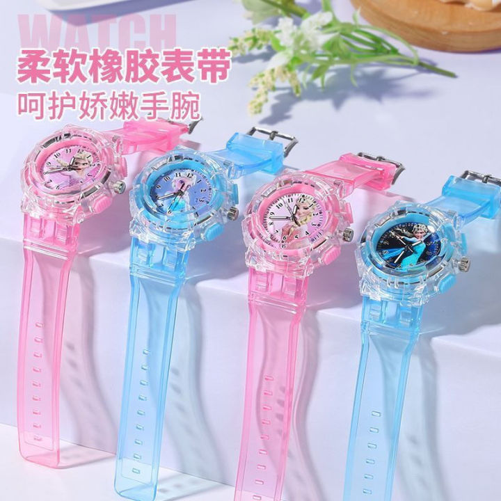 Princess Elsa Children's Watch Electronic Luminous Cartoon Kindergarten ...