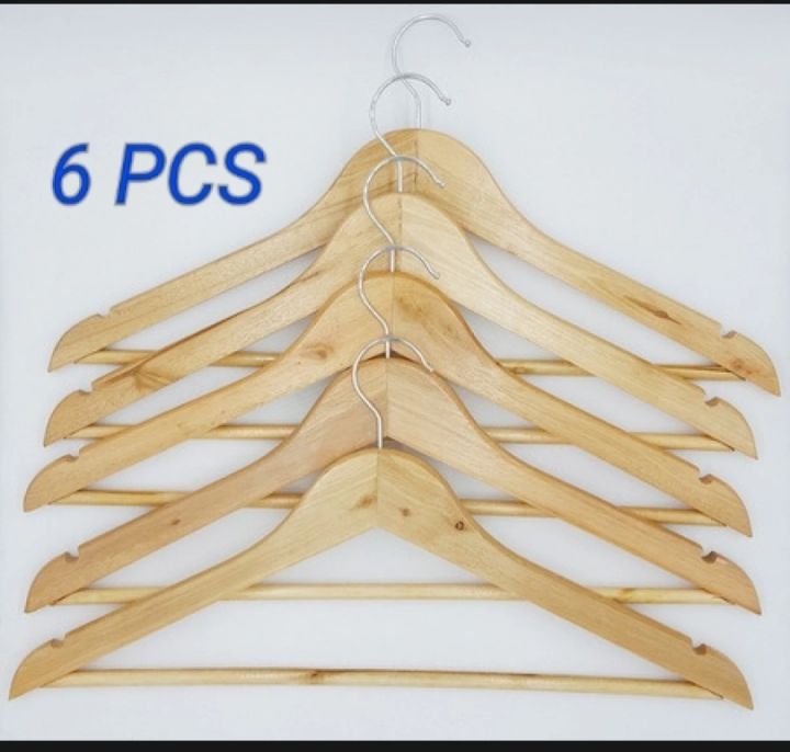 Wood Curved Clothes Hanger, 6 Pcs | Daraz.com.np