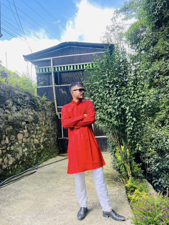 RED Pure Cotton Traditional Kurta Pajama Set For Pooja Brataband ...