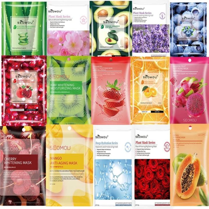 2pcs SEOMOU Face Care Mask Sheet Facial Beauty Moisturizer Natural ...