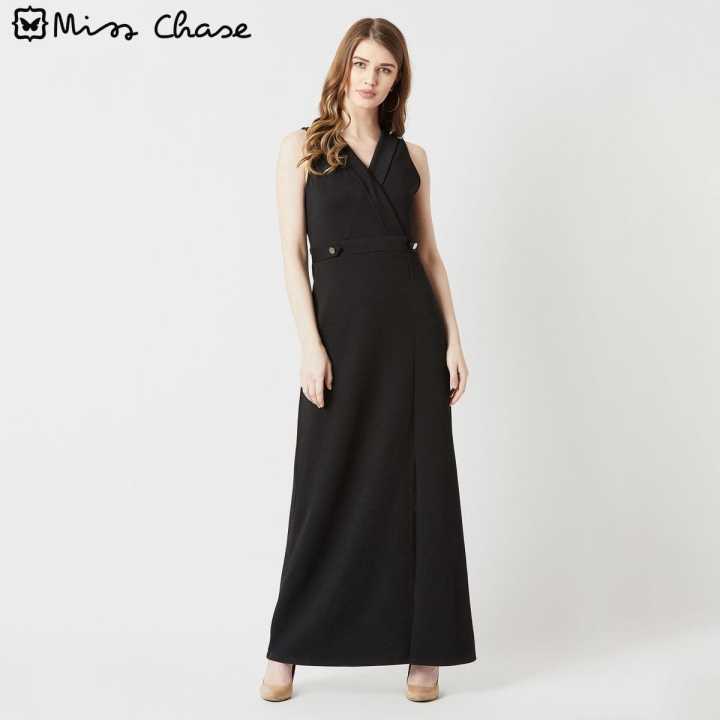 Miss Chase Bite The Bullet Wrap Maxi Dress Black For Women | Daraz.com.np
