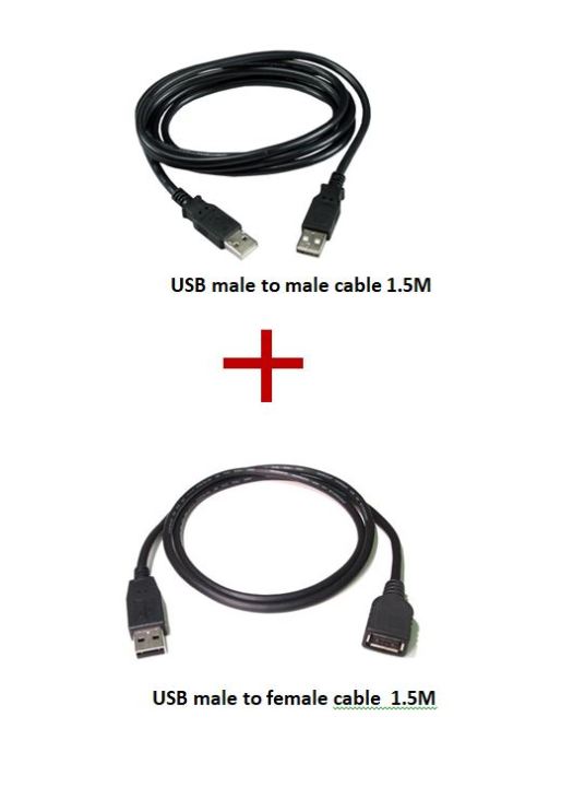 USB 2.0 Type Male to Male Cable (1.5M) with combo USB Male to Female ...