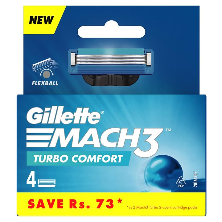 Gillette Mach 3 Turbo Manual Shaving Razor Blades - 4s Pack (Cartridge ...