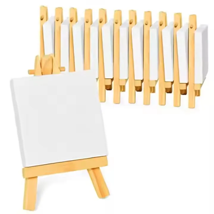 Foldable Mini Display Easel Blank Mini Canvas 10x10cm With Pinewood ...