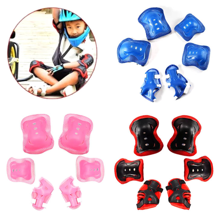 6pcs/set Kids Boy Girl Safety Helmet Knee Elbow Pad Sets Children ...