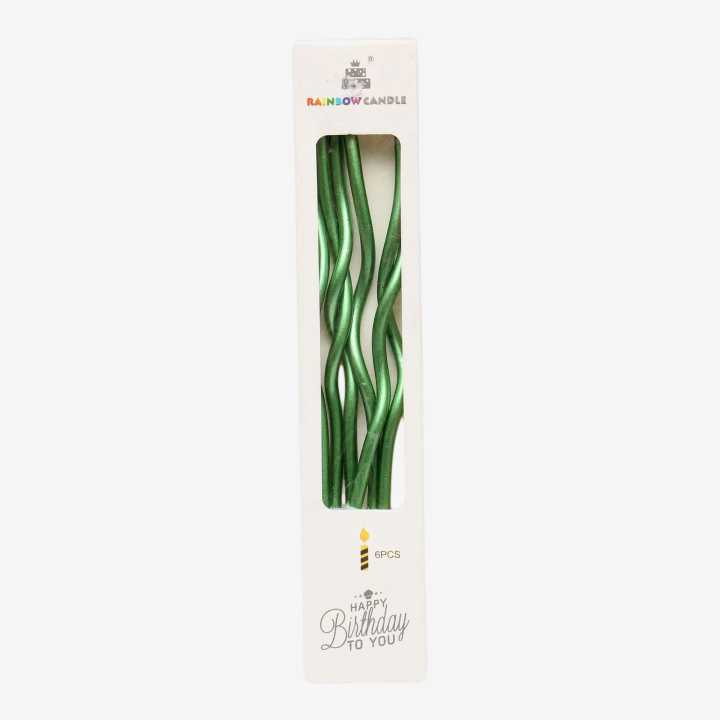 Green Color Curly Happy Birthday Cake Candles Green-plated Curve ...