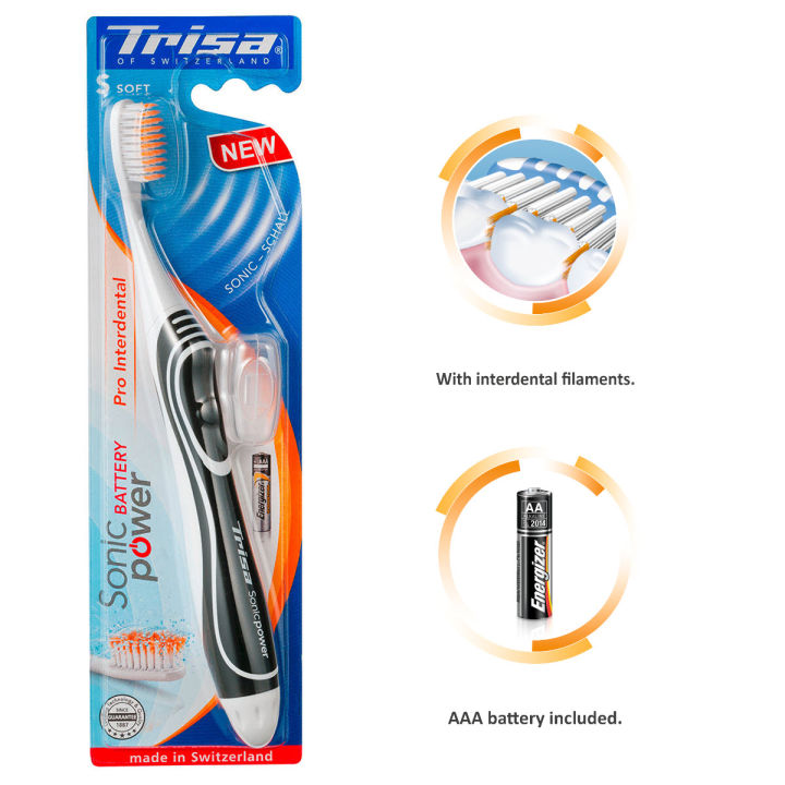 Trisa Sonic Power Pro Interdental Electric ( Battery ) Toothbrush 9X ...