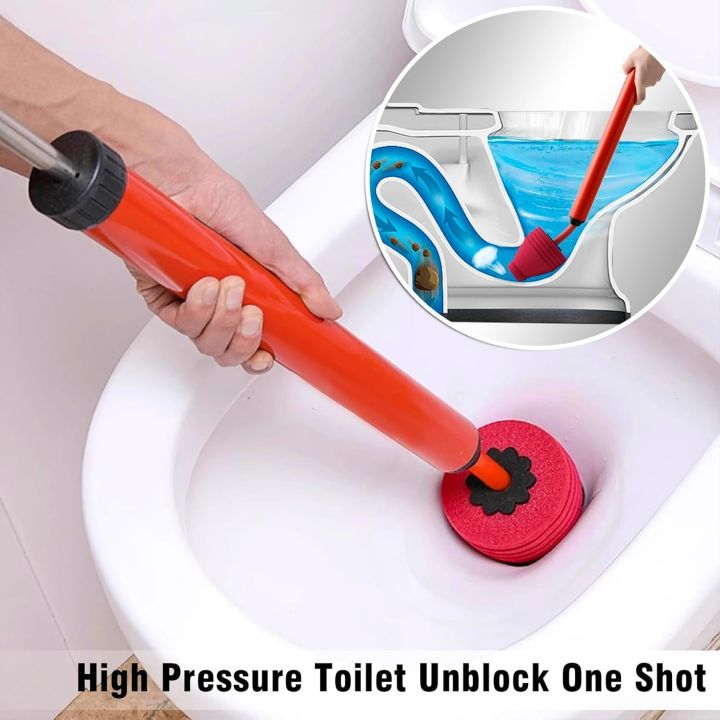 Toilet Plunger,High Pressure Air Drain Blaster Kit, Stainless Steel ...