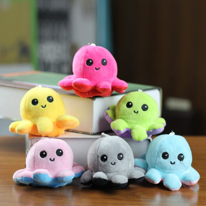 Cute Flipped Octopus Plushie Keychain Cartoon Animal Soft Stuffed Doll ...