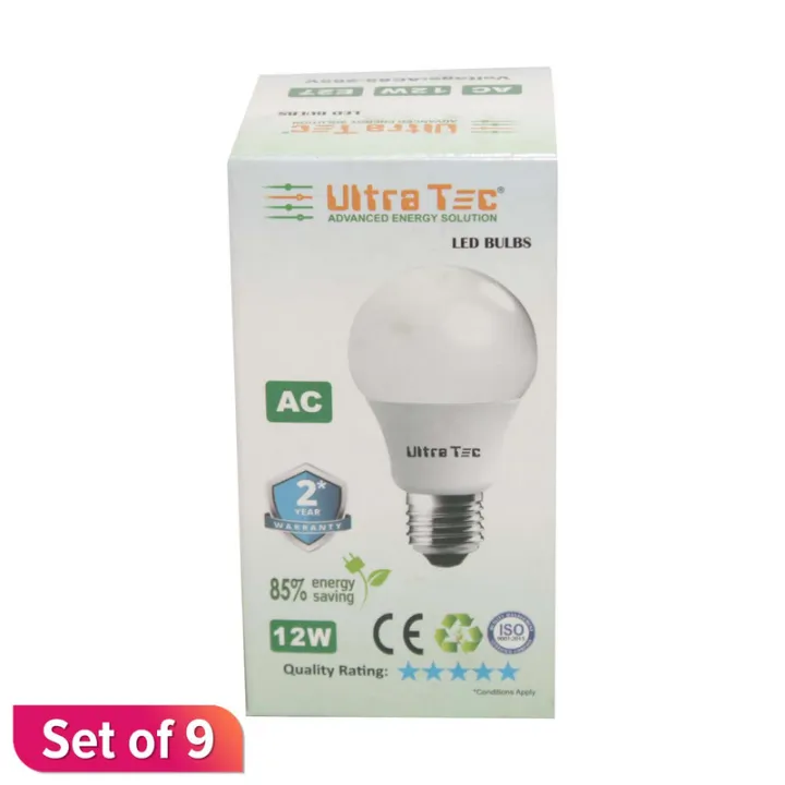 Pack Of 9 Ultratec Led Bulb 12W | Daraz.com.np