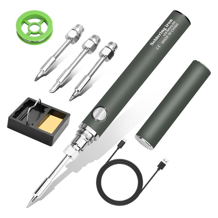 Cordless Soldering Iron Kit, USB Rechargeable Cordless Soldering Iron ...