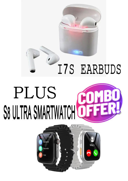 Combo S8 Ultra Smart Watch Ultra Big Display & I7s Earbud Pro Wireless ...