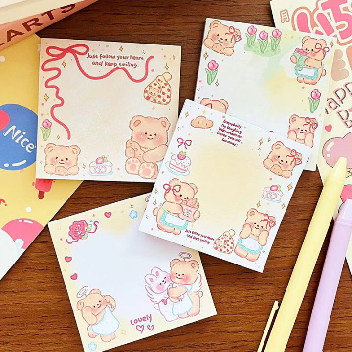 50Sheets/book Cartoon Butter Bear Sticky Note Self-Adhesive Tearable ...