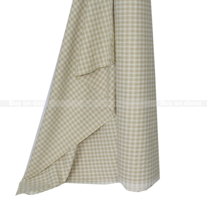 Cream Checkered Unstitched Fabric For Shirt - 1 Meter | Daraz.com.np