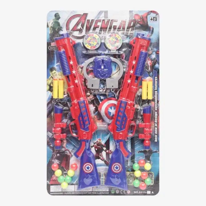 Red/Blue Avenger Double Shot Gun Toy | Daraz.com.np