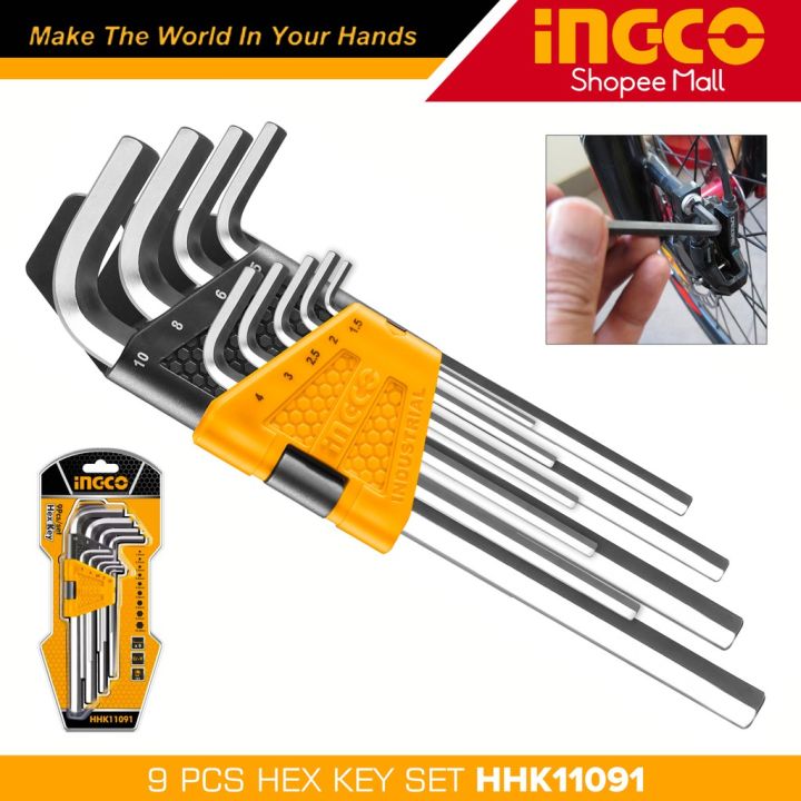 Ingco 9pcs Hex key set Allen key set Size: 1.5-10mm | Daraz.com.np
