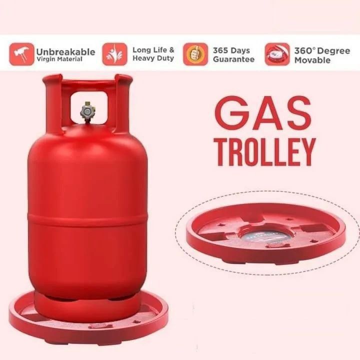 Red Gas Cylinder in Plastic Wheelchair Stand Cylinder Stand for LPG ...