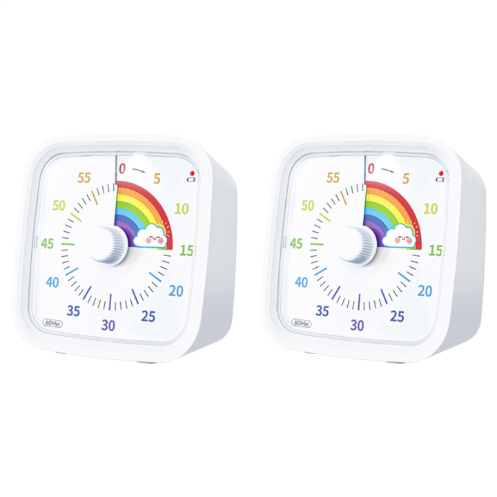 2X 60 Minute Visual Timer with Protective Case, Rainbow Disk Timer ...