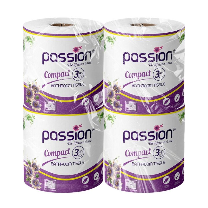 Passion Compact 3 Ply Bathroom Tissue 400 Sheets - 4 Roll Family Pack ...
