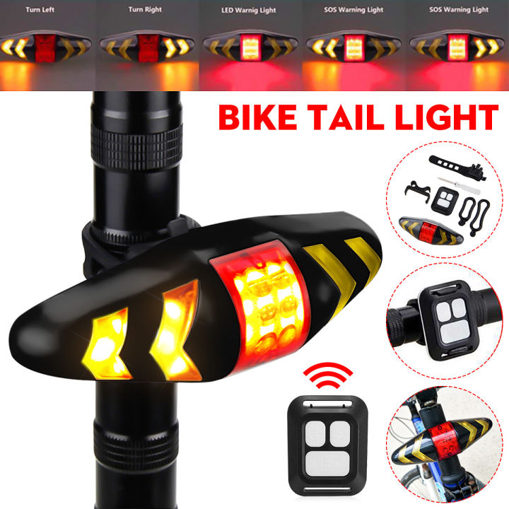 Remote Control Bike Tail Light Bicycle Turning Warning Signal LED ...