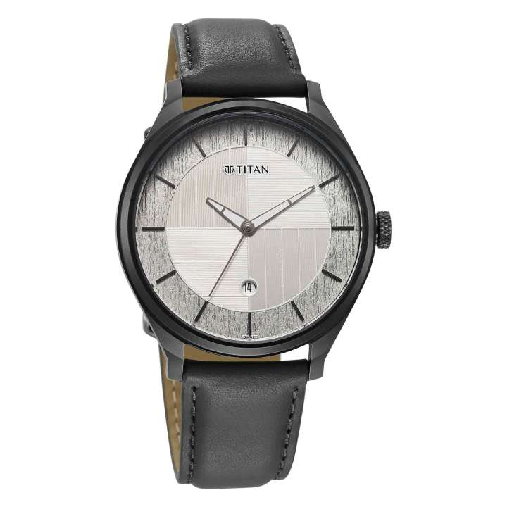 Titan Neo Economy Quartz Analog with Date Silver Dial Grey Leather ...