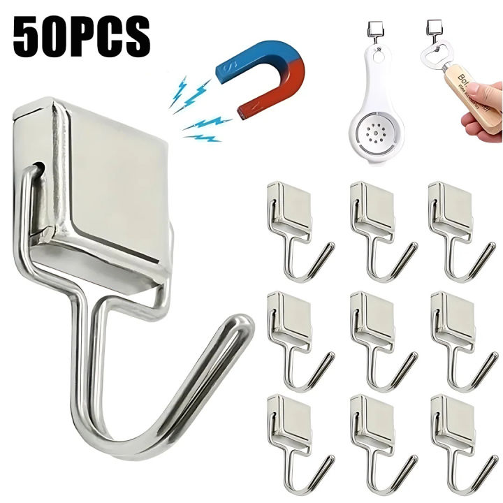 1-50PCS Strong Magnetic Hooks Multi-Purpose Storage Hooks Home Kitchen ...
