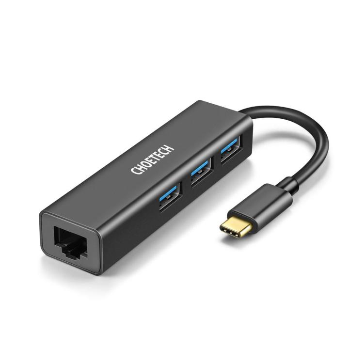 Choetech HUB-U02 USB C to Ethernet Hub, LAN Network Type C to Gigabit ...