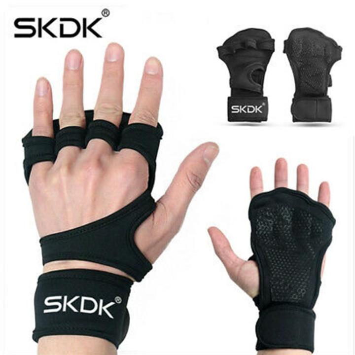 Weight Lifting Fitness Gym Gloves With Wrist Wraps Silicone Gel Full ...