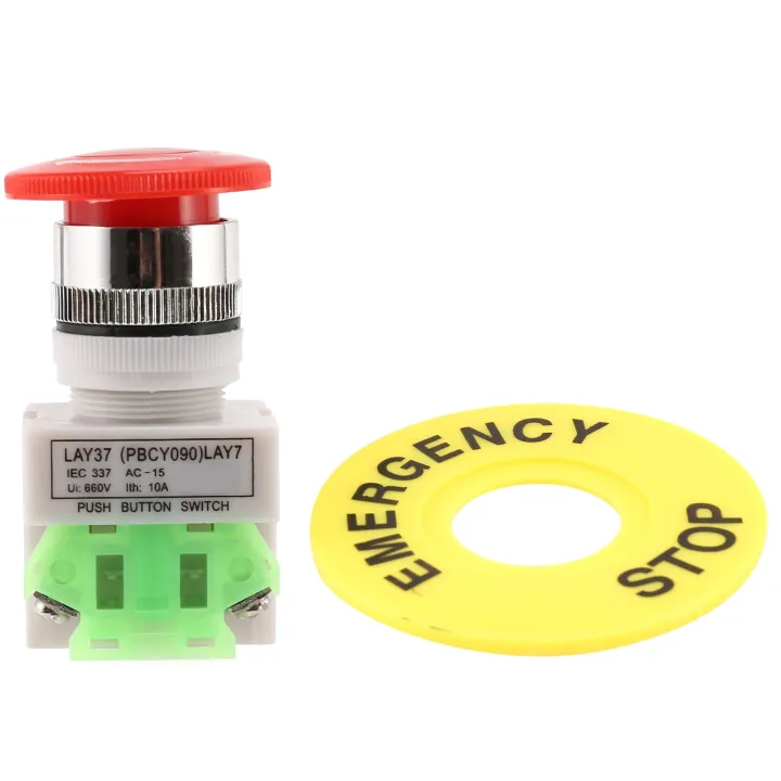 NCANRUI Red Mushroom Cap 1NO 1NC DPST Emergency Stop Push Button Switch ...