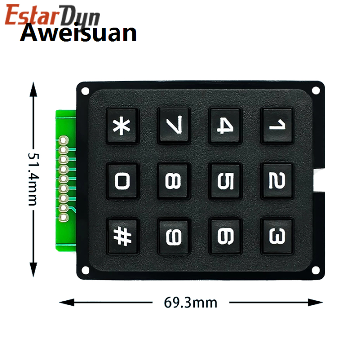 Aweisuan 3*4 4*4 Matrix Switch Keyboard Keypad Array Module ABS Plastic ...