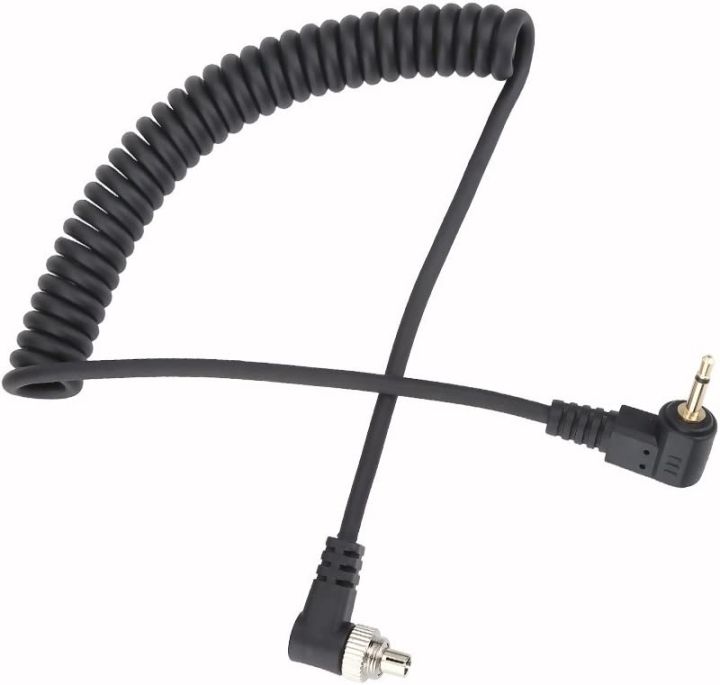 2.5mm to Male Flash PC Sync Cable Cord with Screw Lock Extended Coiled ...