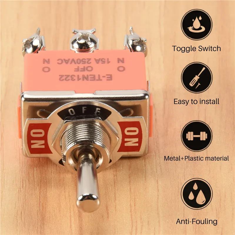 AC 250V 15A Latching Single Pole Double Throw Toggle Switch Orange ...