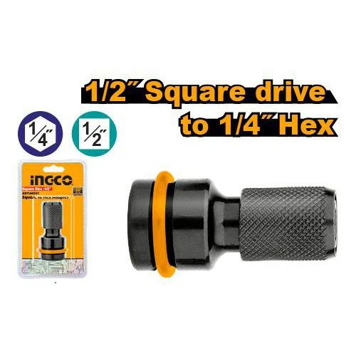 Ingco Square To Hex Adapter Shank size: 1/2" Square Drive Size: 1/4 ...