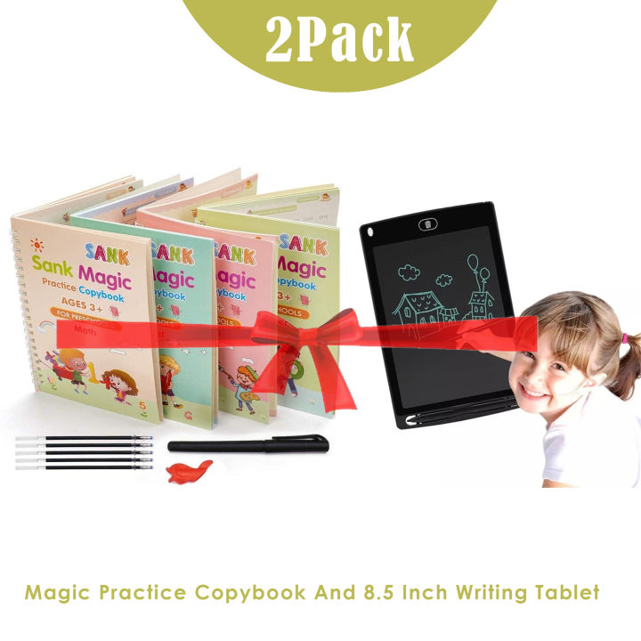 2 in 1 Combo: Magic Practice Copybook Set (4 Books + 10 Refills + Pen ...
