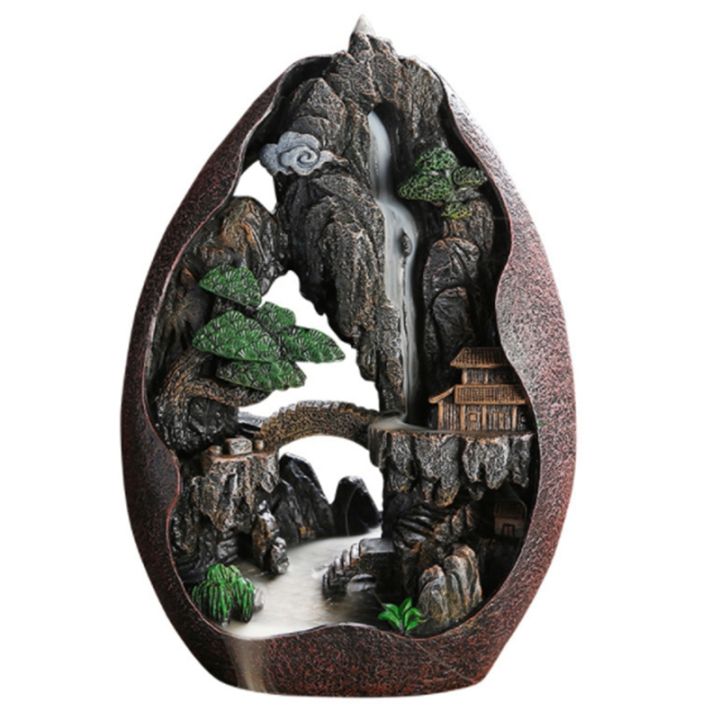 Lofty Mountains and Flowing Water Backflow Incense Burner Smoke Sticks ...