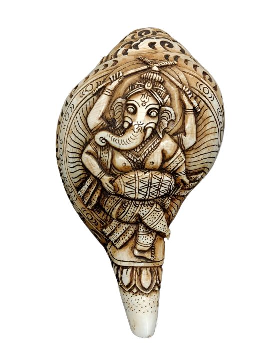 Handcarved Ganesh Conch Shell Dancing R3 | Daraz.com.np