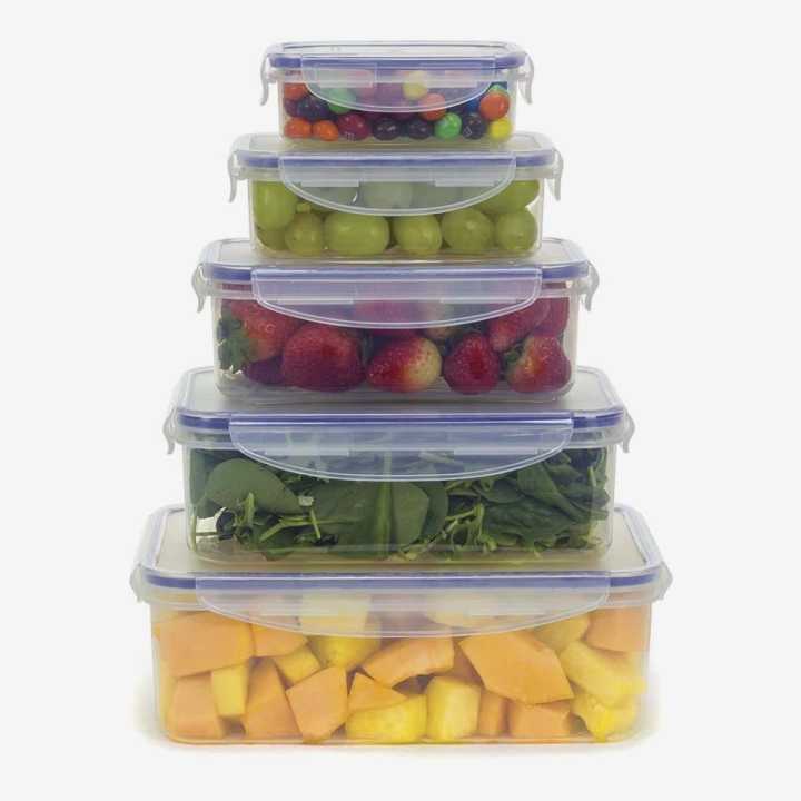 5-Piece Airtight Food Container Set: Microwave & Freezer Safe ...