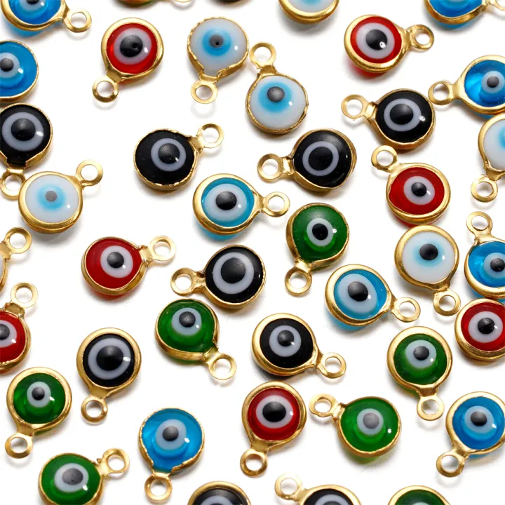 St.kunkka 5pcs/10pcs Stainless Steel Golden Devil's Eyes Eye Beads for ...