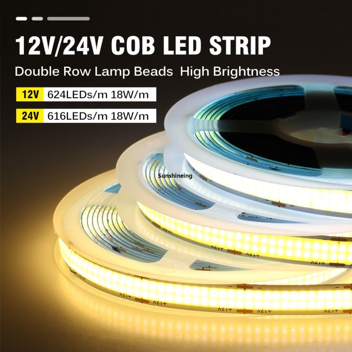 4000K/High Brightness Flexible 616LED12VDC Strip Lights COBLED24V624LED ...
