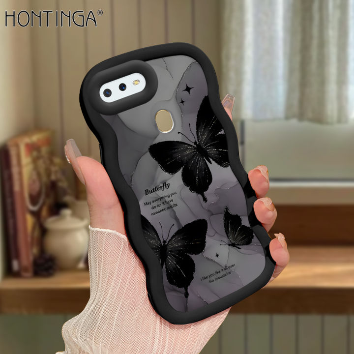 Hontinga for OPPO A5S A7 A12 A12S Back Cover Black Butterfly Pattern ...