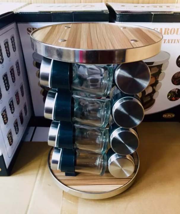 Masala Rack - Spice Carousel 16Jars Rotating Countertop Spice Rack ...