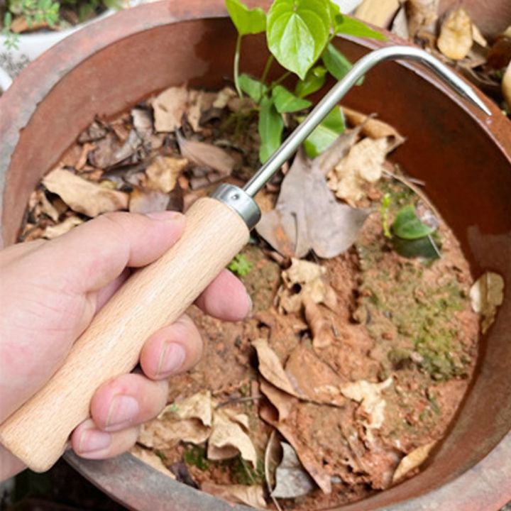 Grass Puller Single Claw Wooden Handle Root Hook Robust Comfortable Handle Grass Hook Portable ...